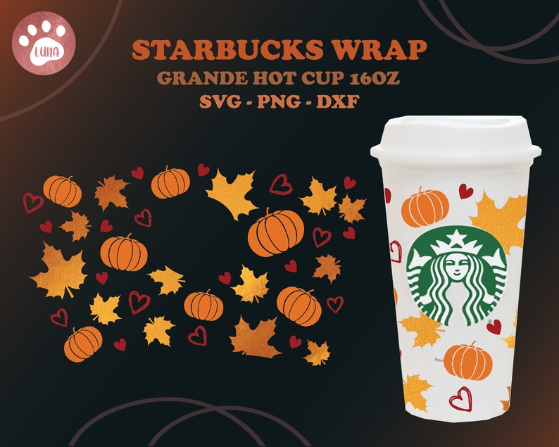 Fall Hot Cup Svg Cup Wrap Maple Svg Pumpkin Svg Autumn - Etsy