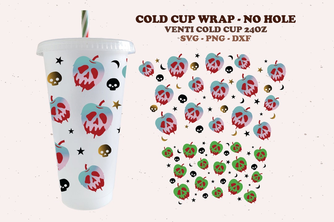 Apple Poison Cold Cup Wrap-nohole, Halloween Cold Cup Svg, Full Wrap ...