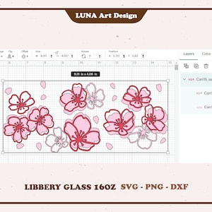 Cherry Blossom Libbey Glass SVG, Sakura Flower Can Glass Svg, Full Wrap ...