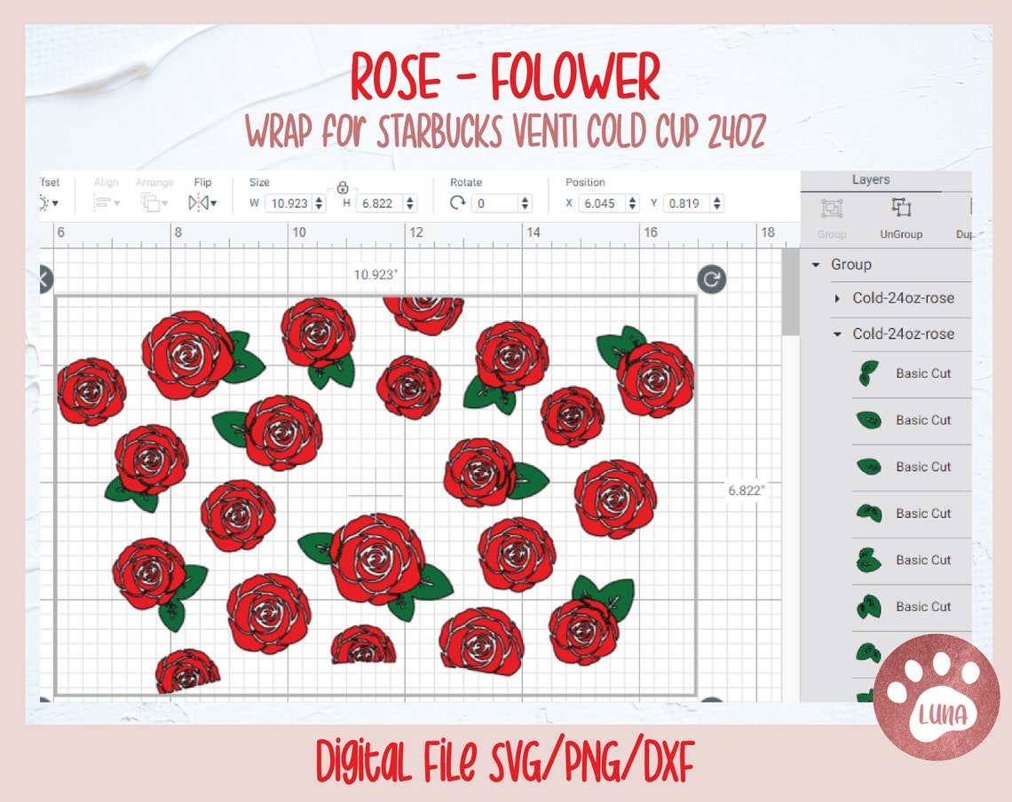 Rose Cold Cup SVG Cup Wrap Rose Svg Flower Svg Floral - Etsy