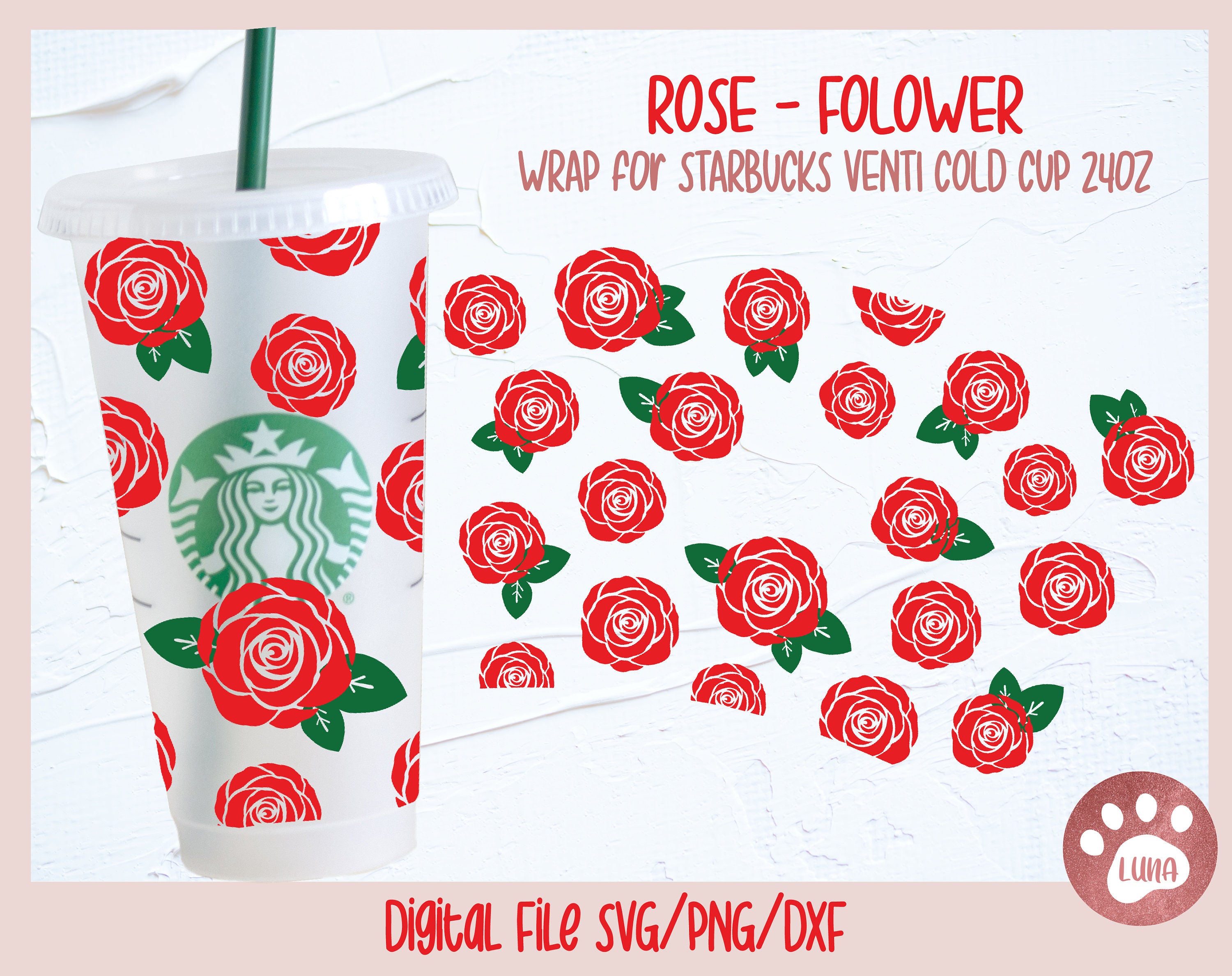 Rose Cold Cup SVG Cup Wrap Rose Svg Flower Svg Floral - Etsy