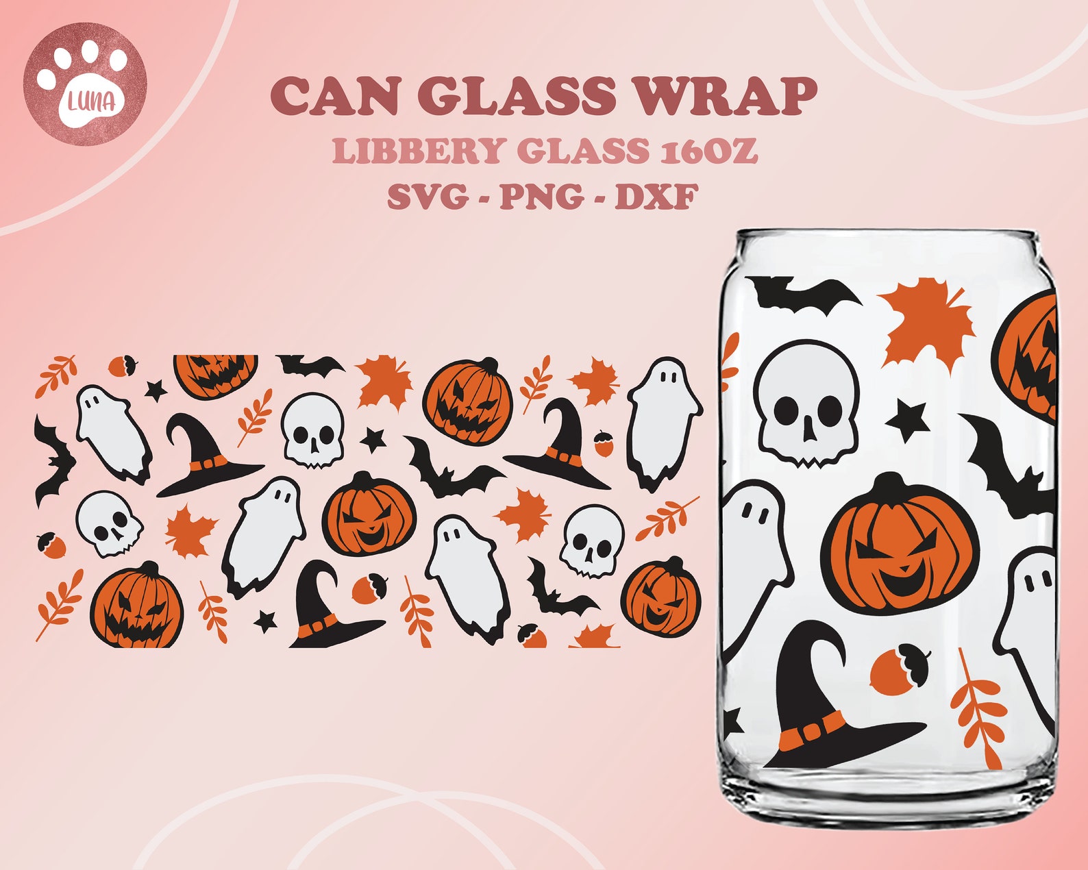 Fall-halloween Can Glass SVG Libbey Glass SVG Halloween Svg - Etsy