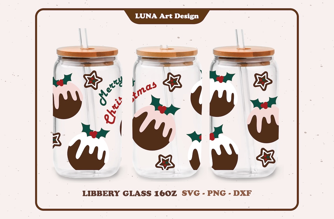 Christmas Pudding Glass Can SVG, Libbey Glass SVG, Christmas, Full Wrap ...