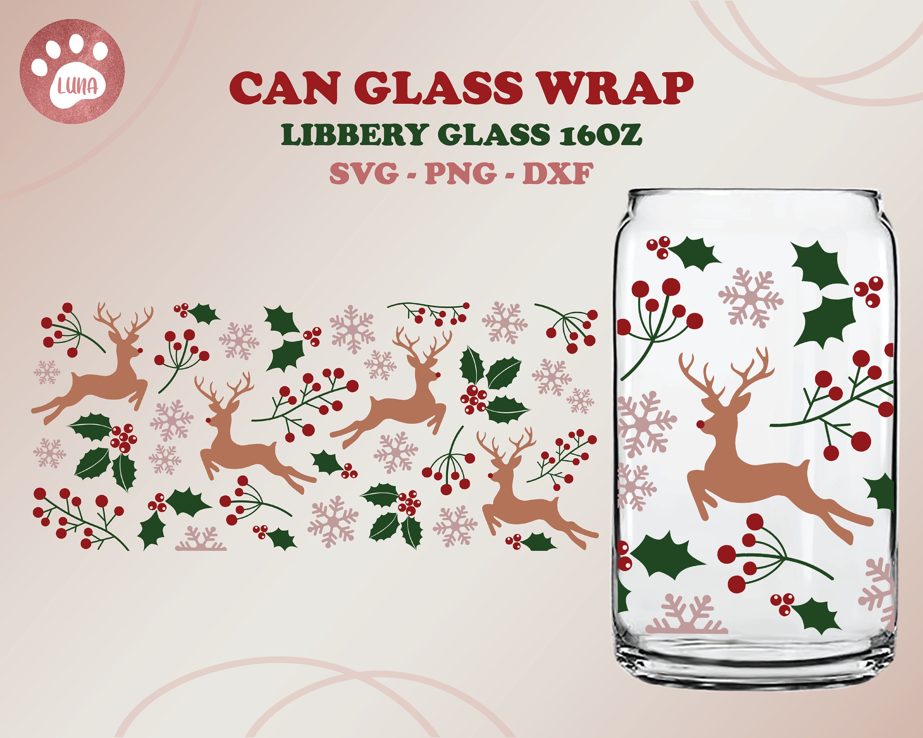 Christmas Bundle Can Glass SVG Libbey Glass SVG Deer - Etsy