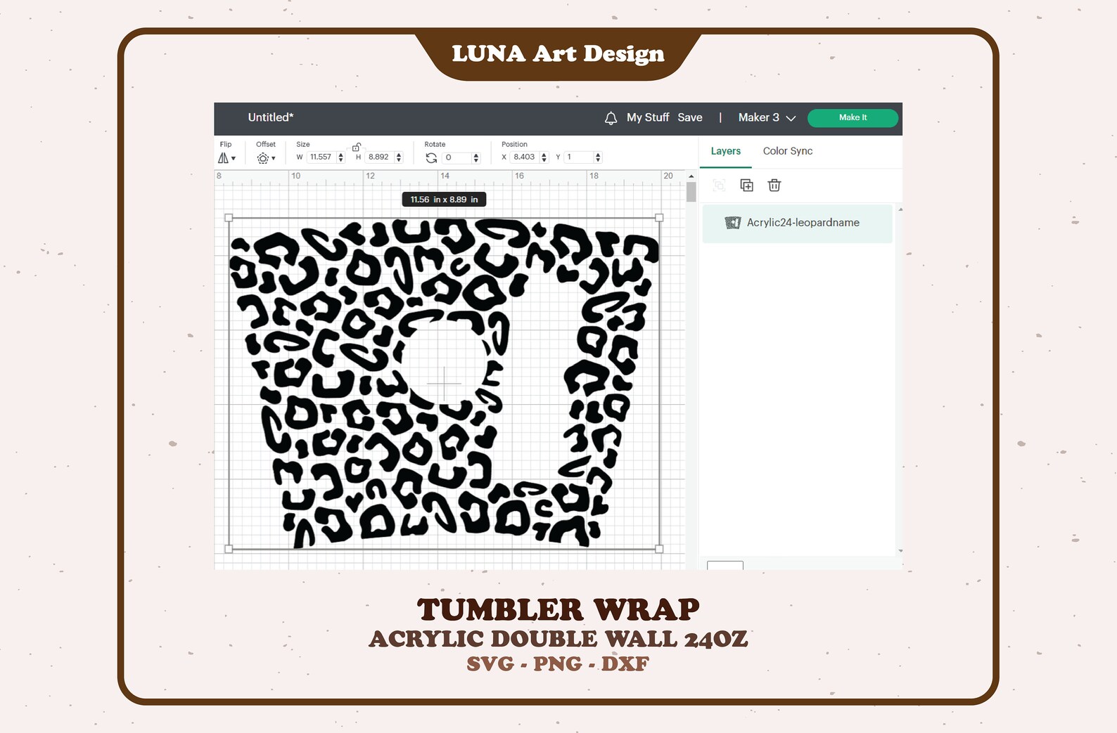 Leopard Tumbler SVG Tunbler Wrap Personalized Full Wrap - Etsy