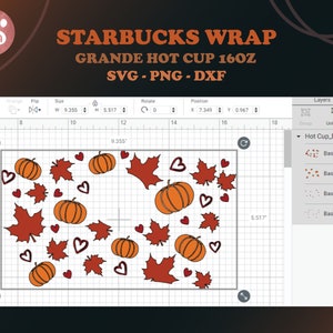 Fall Hot Cup Svg, Cup Wrap, Maple Svg, Pumpkin Svg, Autumn, Full Wrap ...