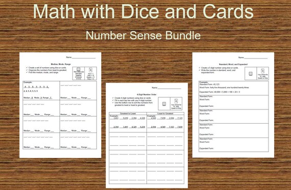 Math With Dice and Cards Number Sense Bundle | Etsy
