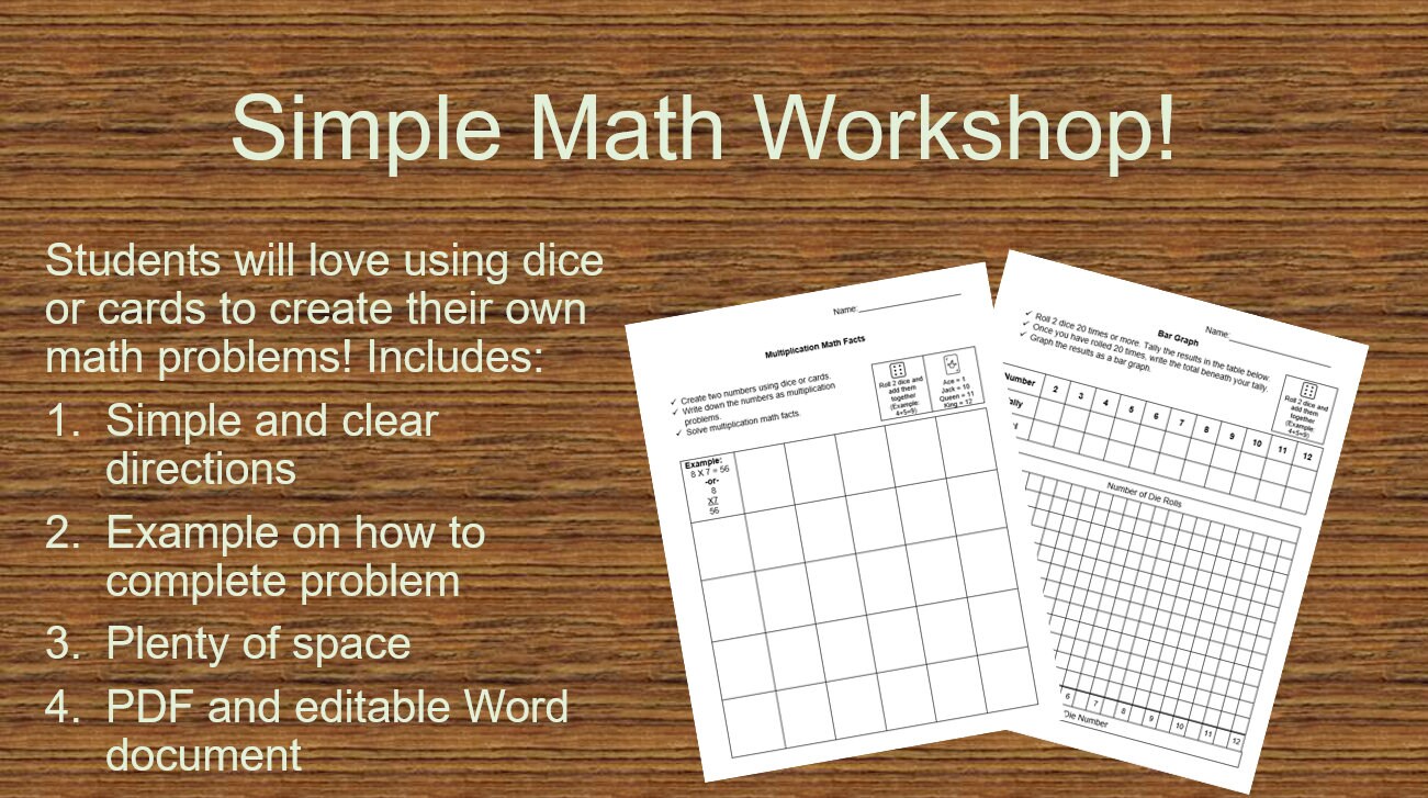 Math With Dice and Card Addition, Subtraction, Multiplication and ...