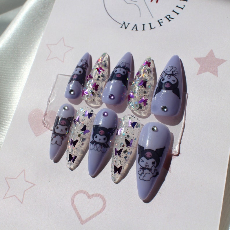 Kuromi Nails Sanrio Nails Press On Nails Kuromi Press Etsy