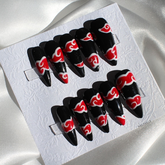 Akatsuki Nails Naruto Nails Press on Nails Anime Press | Etsy