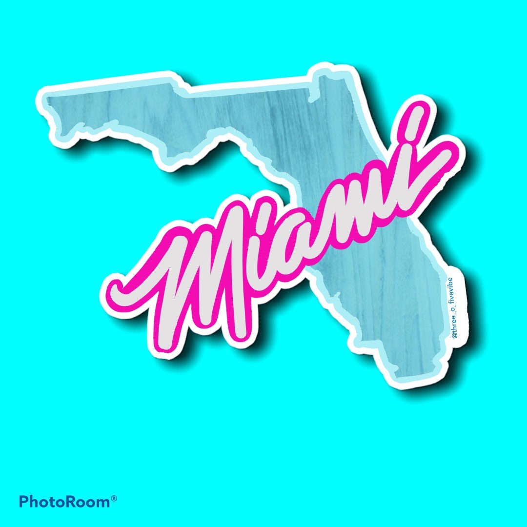 Miami Neon Script Vinyl Sticker South Beach 305 Miami - Etsy