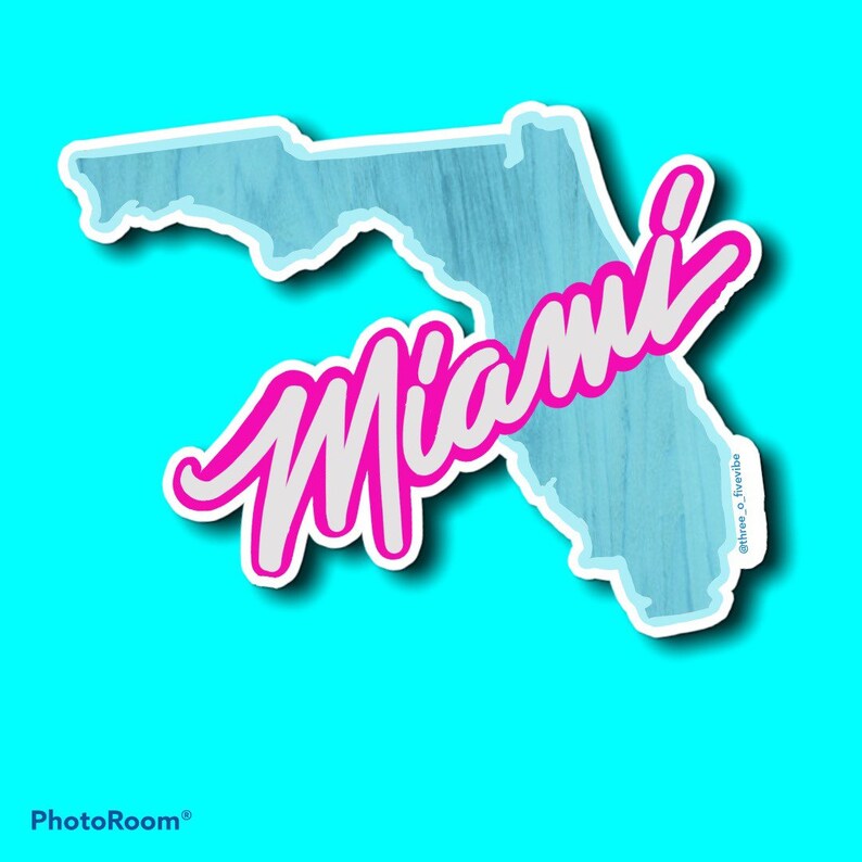Miami Neon Script Vinyl Sticker South Beach 305 Miami - Etsy