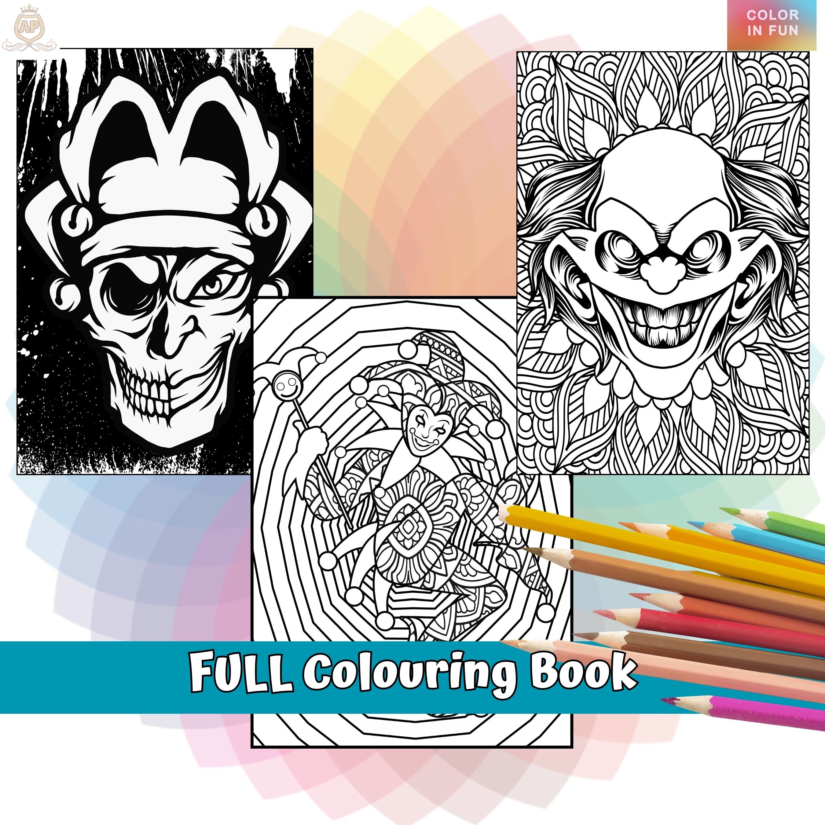 Scary Clowns Coloring Book Printable Colouring Page Adult Instant ...