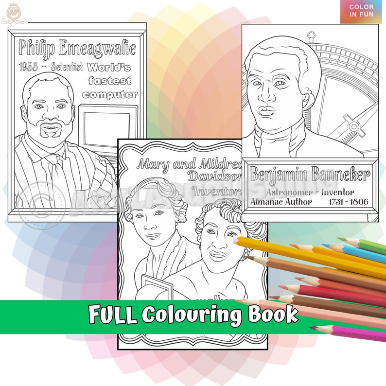 Black Inventors Coloring Book Printable Colouring Pages Adult Color ...