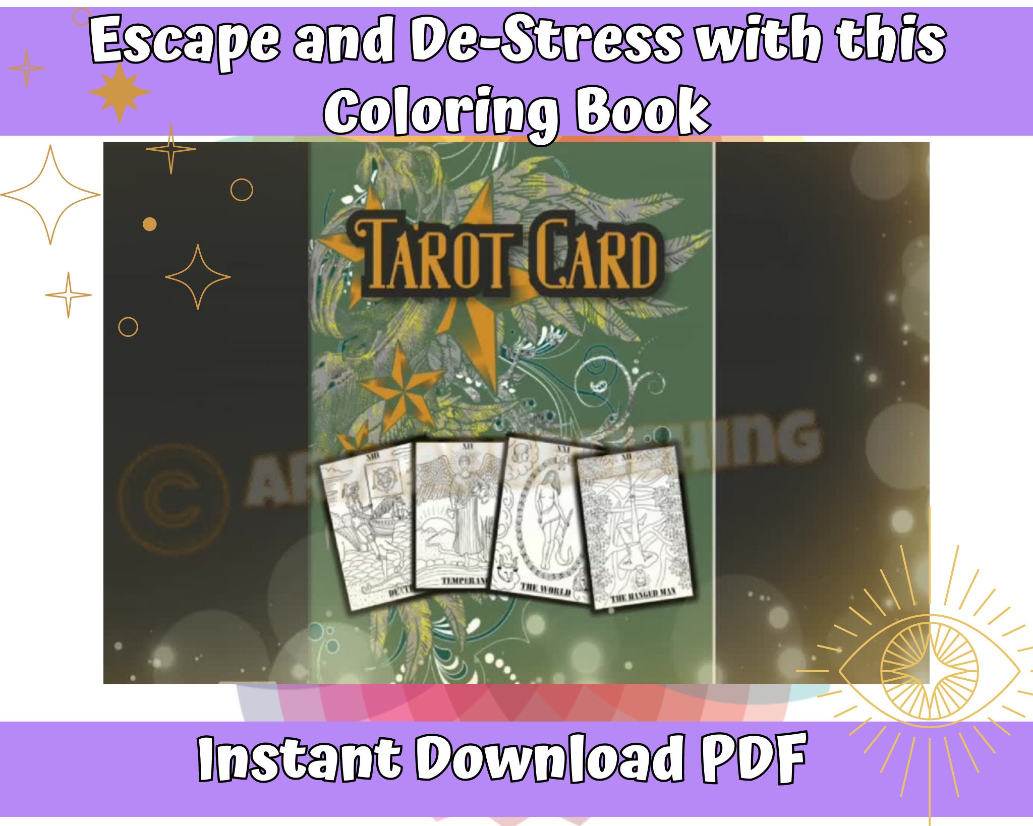 Tarot Card Colouring Book Printable Coloring Page Adult Instant ...