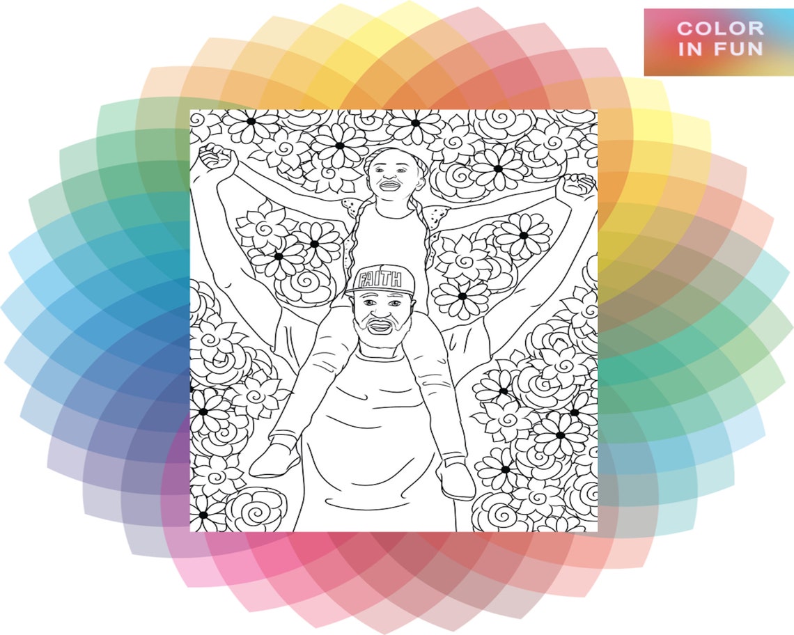 George Floyd and Daughter Coloring Page Printable Colouring Page Adult ...