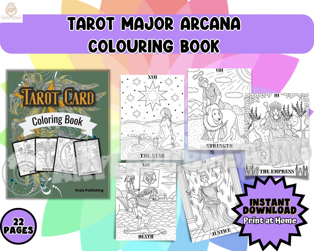 Tarot Card Colouring Book Printable Coloring Page Adult Instant ...