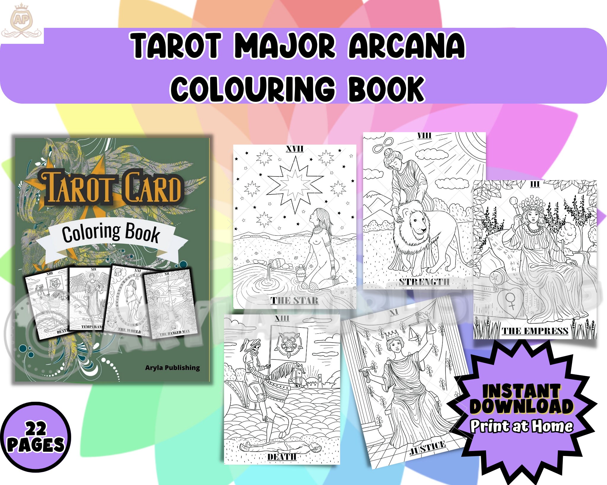Tarot Card Colouring Book Printable Coloring Page Adult Instant ...