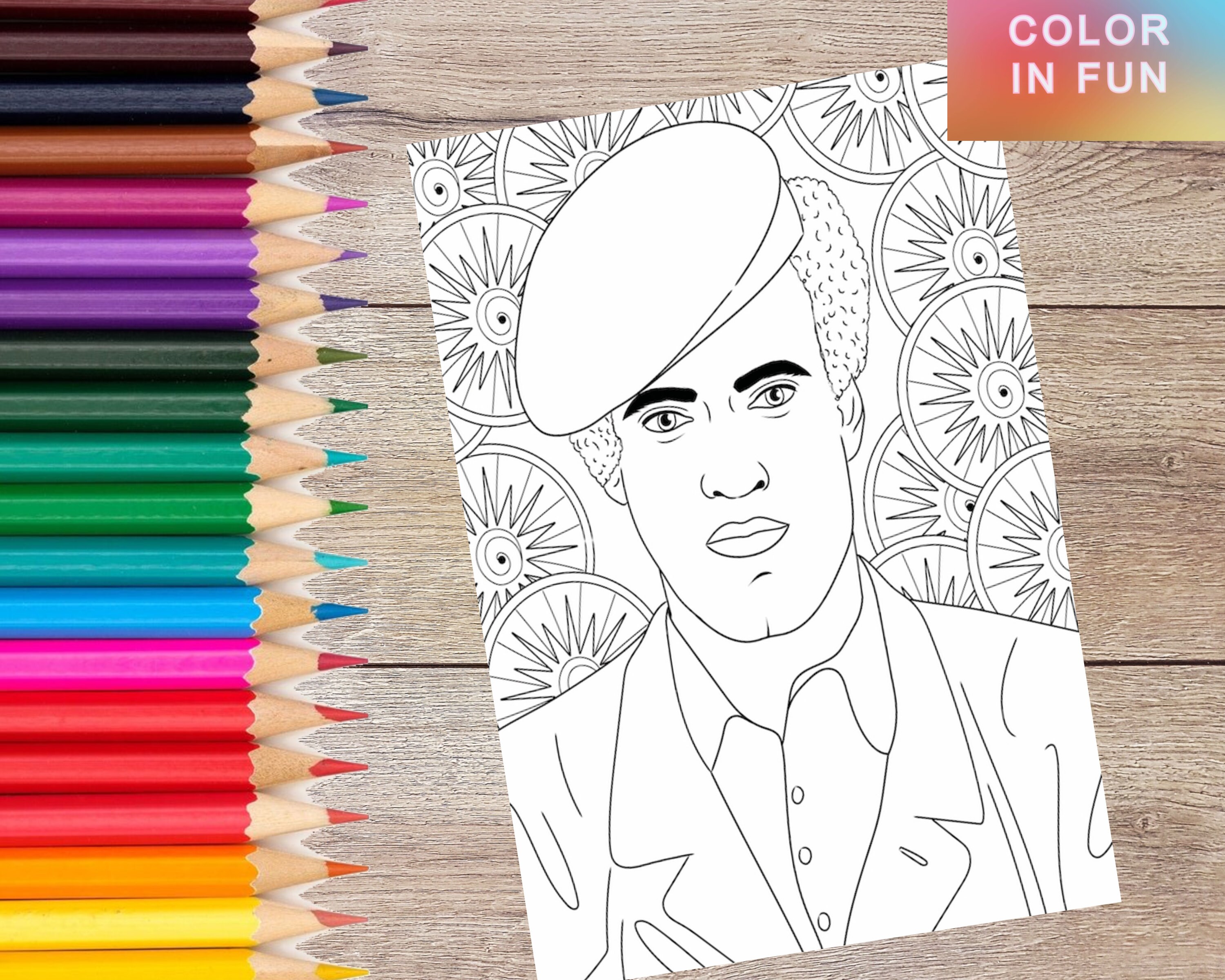 Huey Newton Coloring Page Printable Colouring Page Adult Color Sheet ...