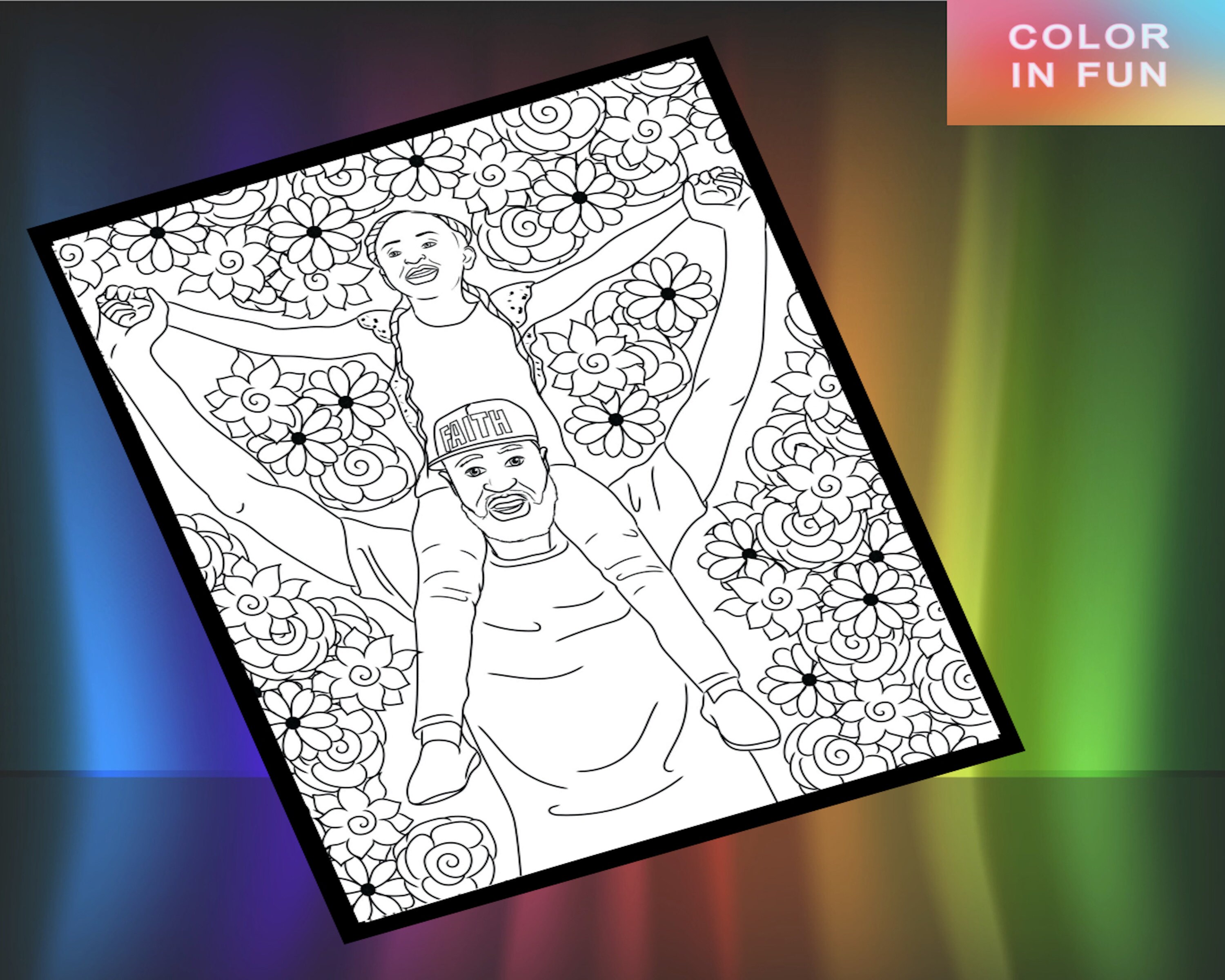 George Floyd and Daughter Coloring Page Printable Colouring Page Adult ...