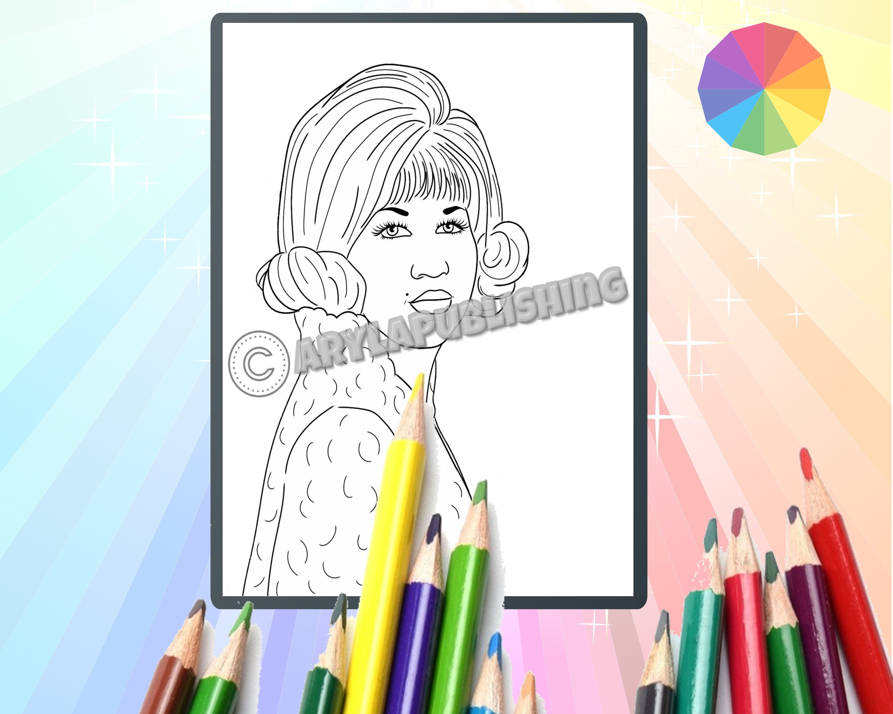 Aretha Franklin Coloring Page Printable Colouring Page Adult Color ...