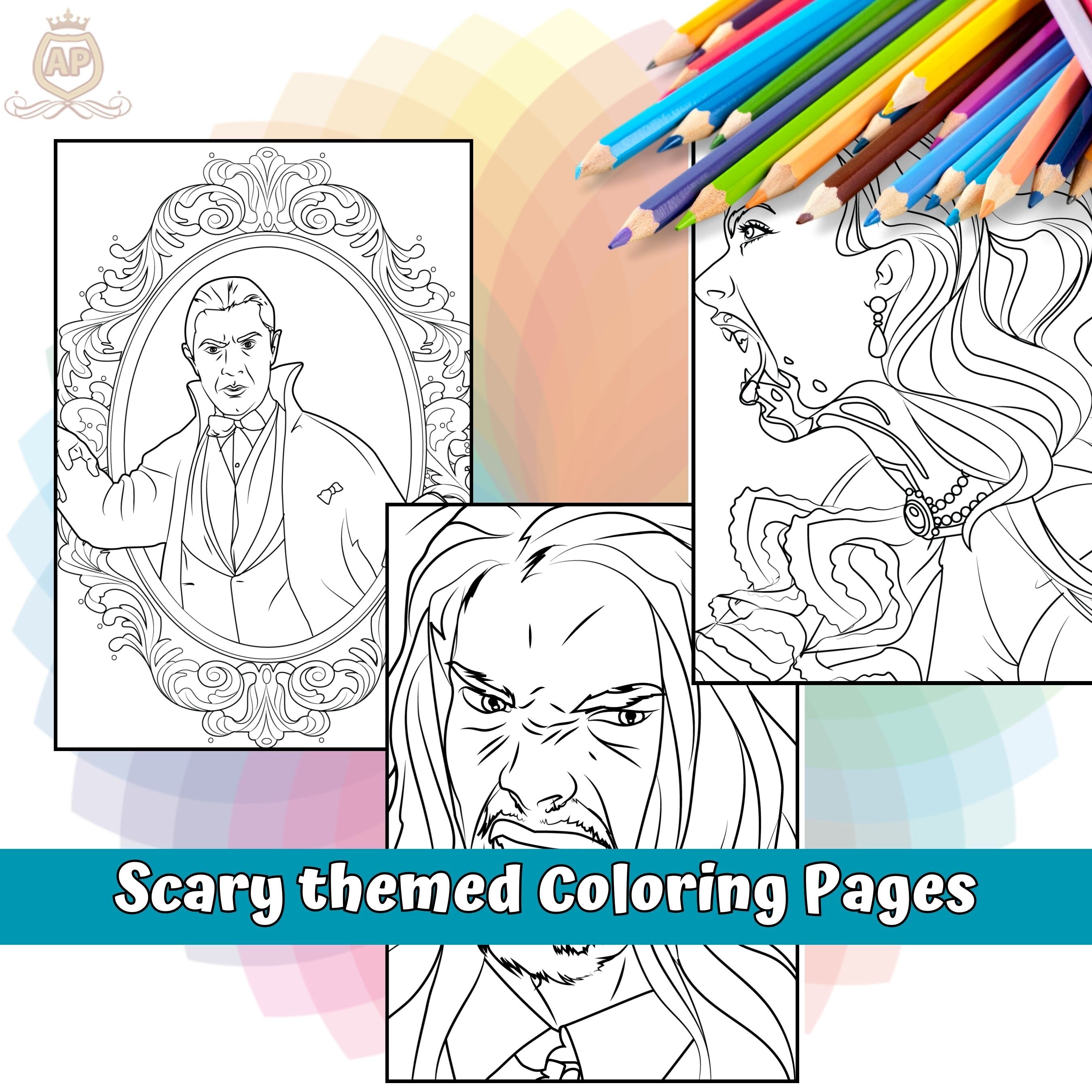 Vampire Coloring Book Printable Colouring Page Adult Instant - Etsy