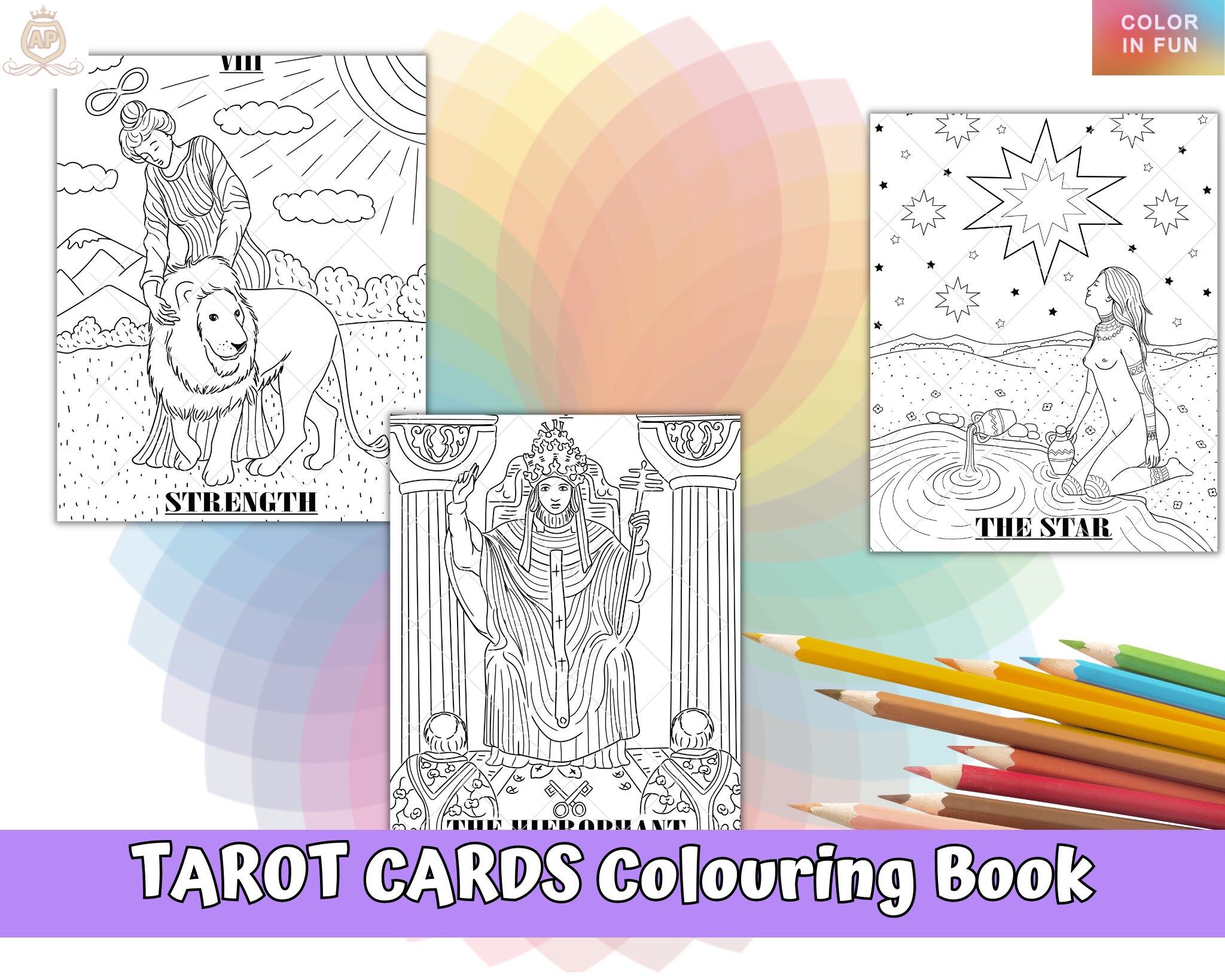 Tarot Card Colouring Book Printable Coloring Page Adult Instant ...