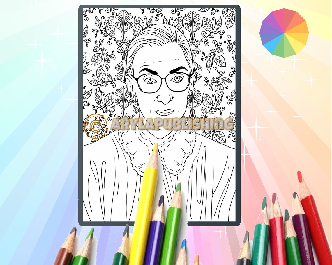 Ruth Bader Ginsburg RBG Coloring Page Printable Colouring Page Adult ...