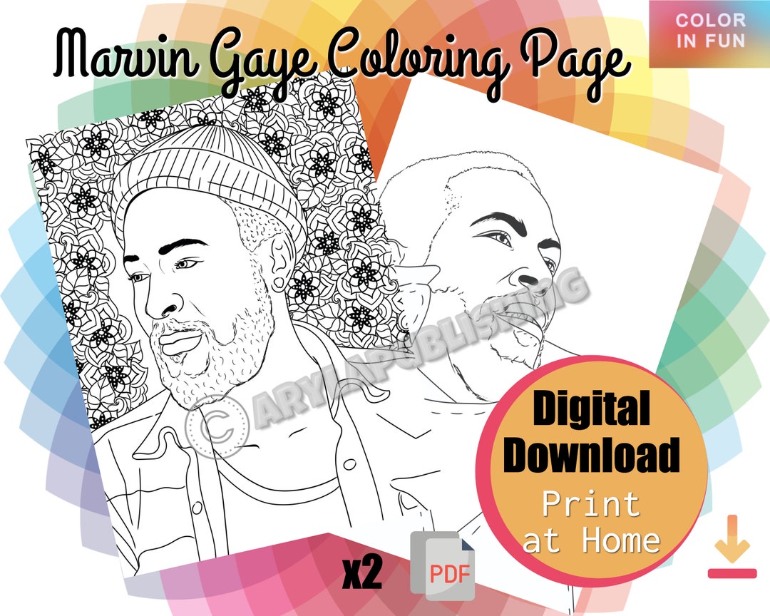 Marvin Gaye Coloring Page Printable Colouring Page Adult Color Sheet ...