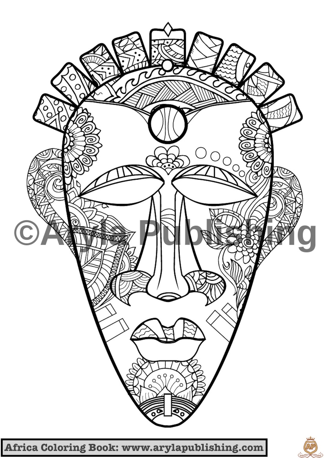 Africa Mask Coloring Page Printable Colouring Page Adult Color Sheet ...