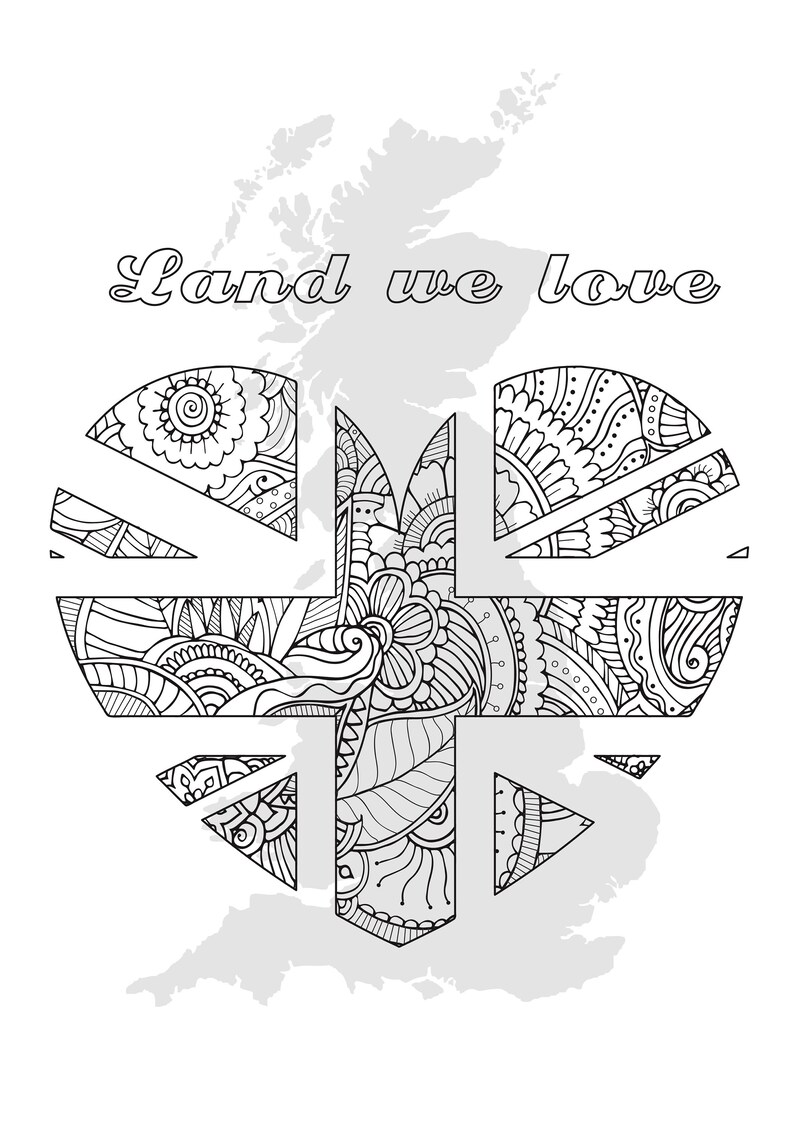 Great Britain Colouring Book Printable Coloring Page Adult Instant ...
