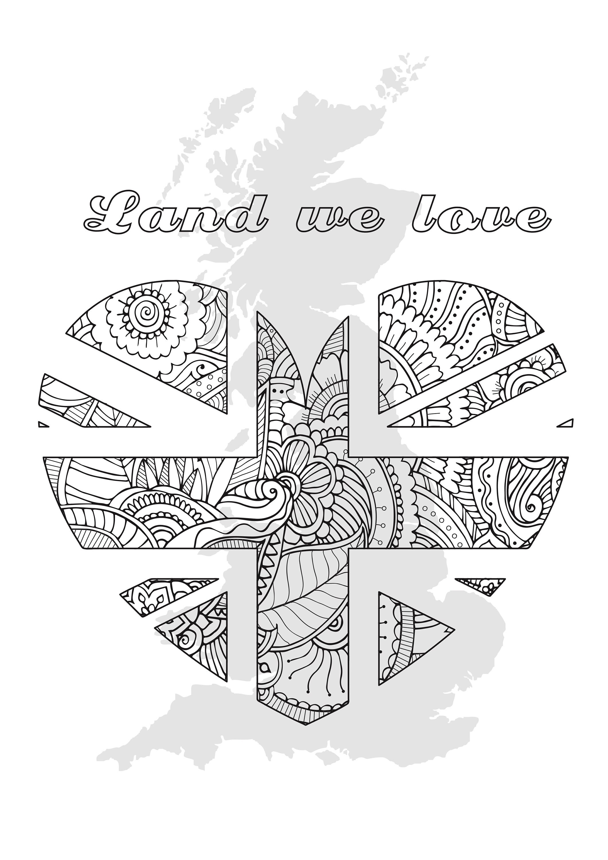 Great Britain Colouring Book Printable Coloring Page Adult Instant ...