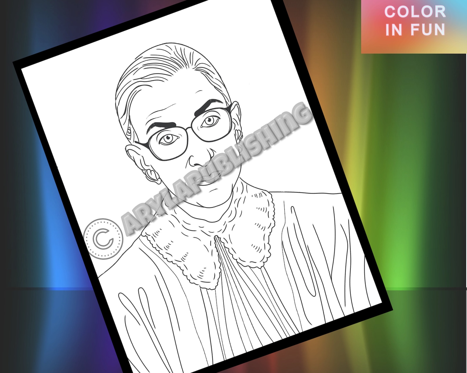 Ruth Bader Ginsburg RBG Coloring Page Printable Colouring Page Adult ...