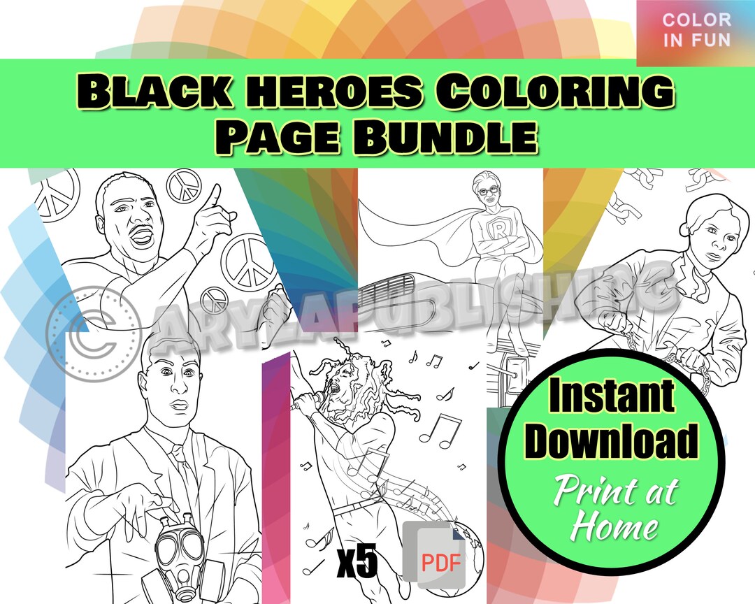 Black Heroes Coloring Page Printable Colouring Page Adult Color Sheet ...