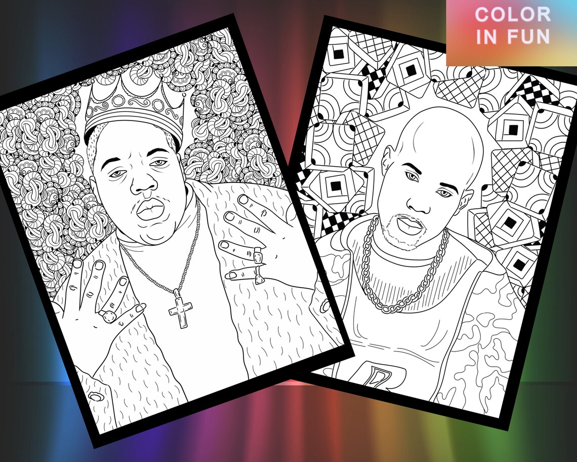 Black Rappers Coloring Page Printable Colouring Page Adult Color Sheet ...