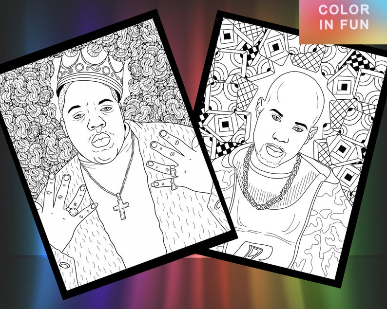 Black Rappers Coloring Page Printable Colouring Page Adult Color Sheet ...