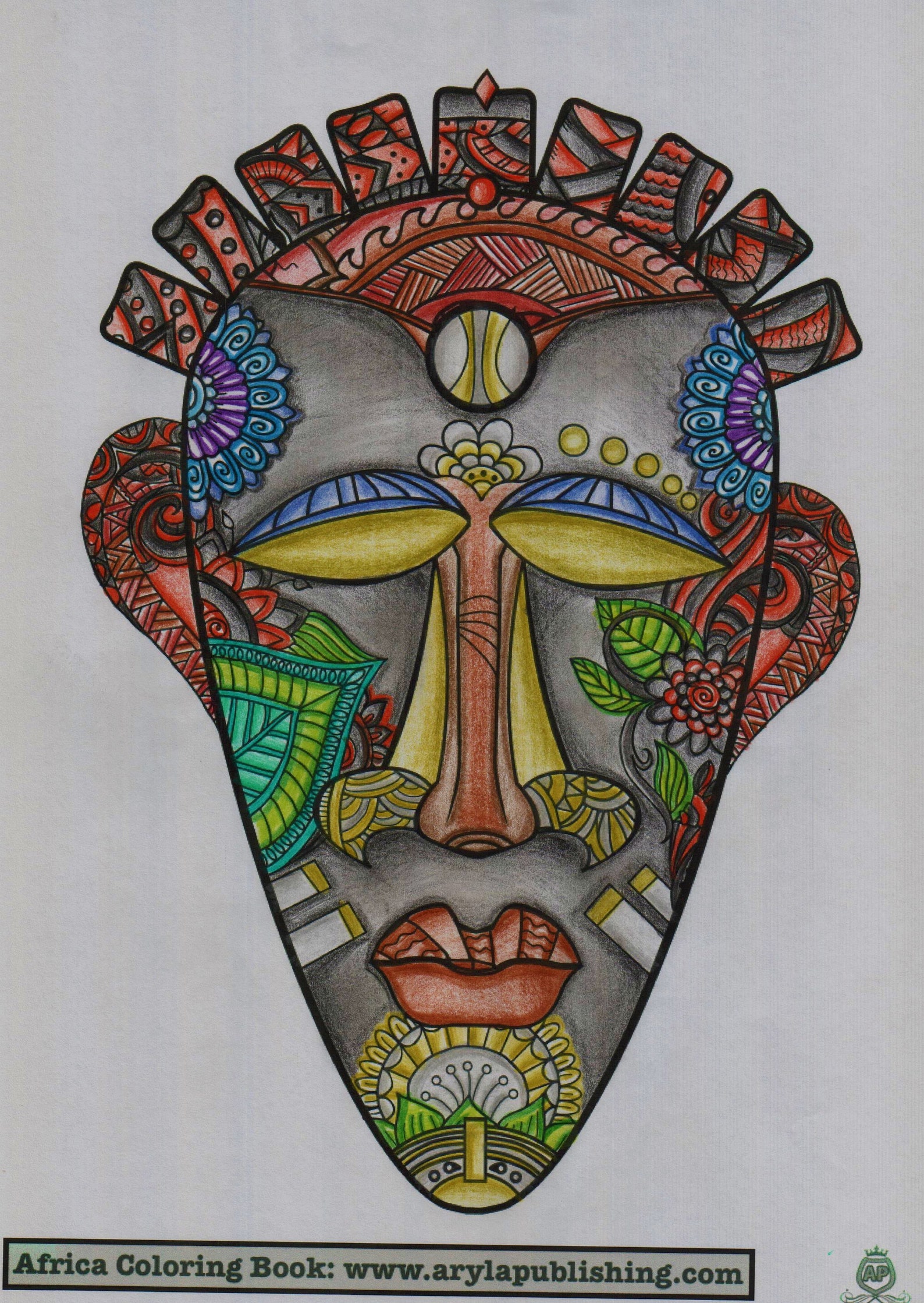 Africa Mask Coloring Page Printable Colouring Page Adult Color Sheet ...