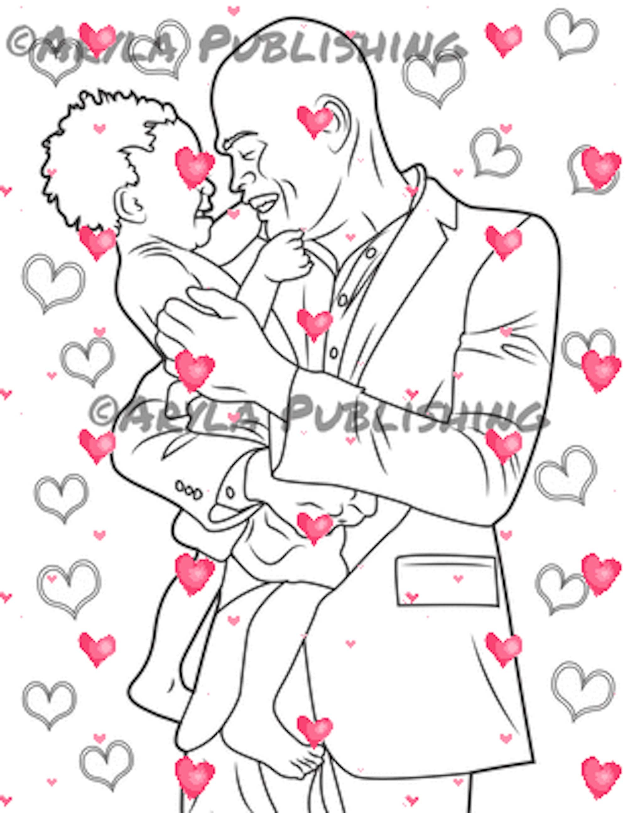Black Man and Baby Coloring Page Printable Colouring Page Adult Color ...