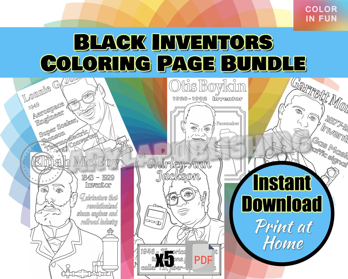 Black Inventors Coloring Page Printable Colouring Page Adult Color ...