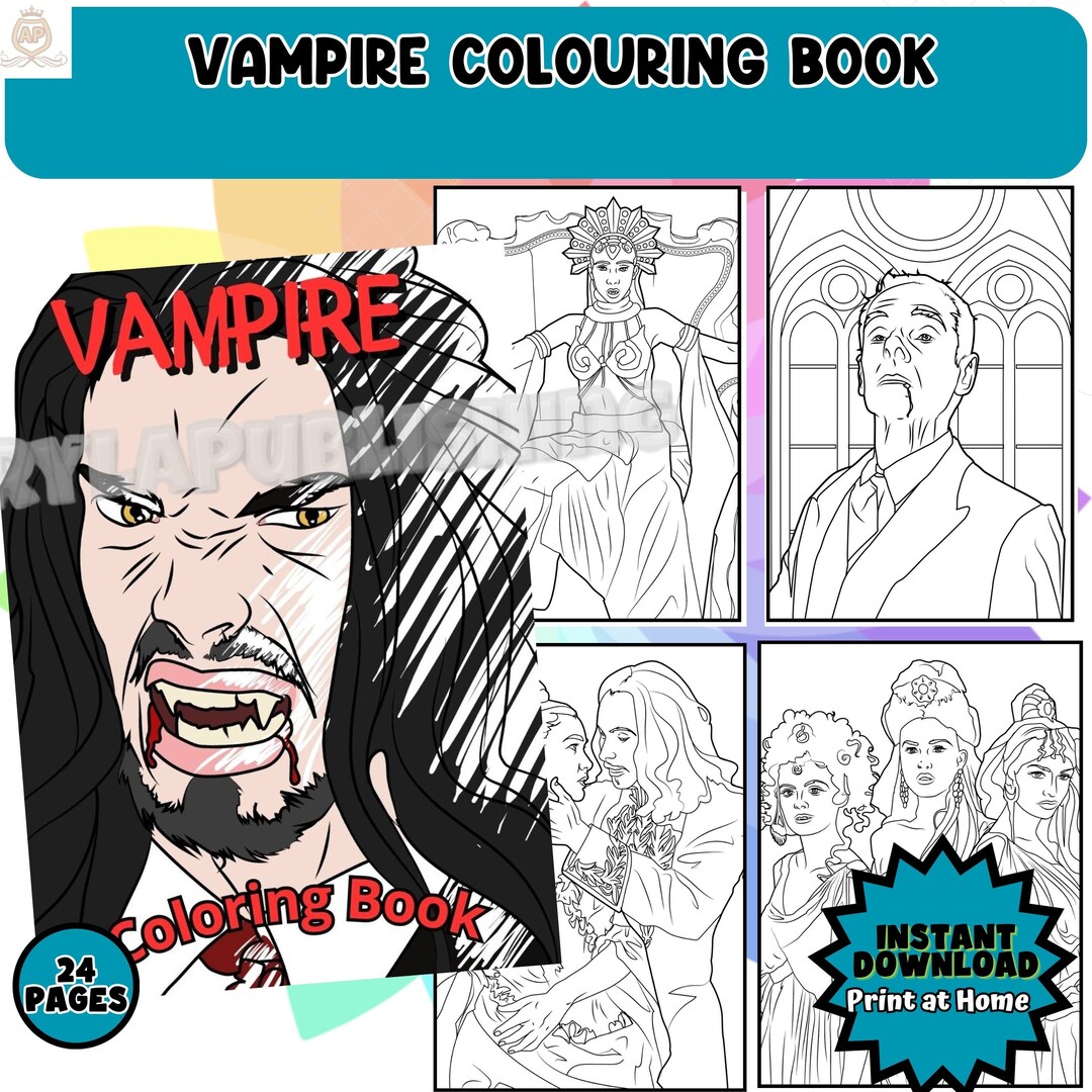 Vampire Coloring Book Printable Colouring Page Adult Instant Download ...