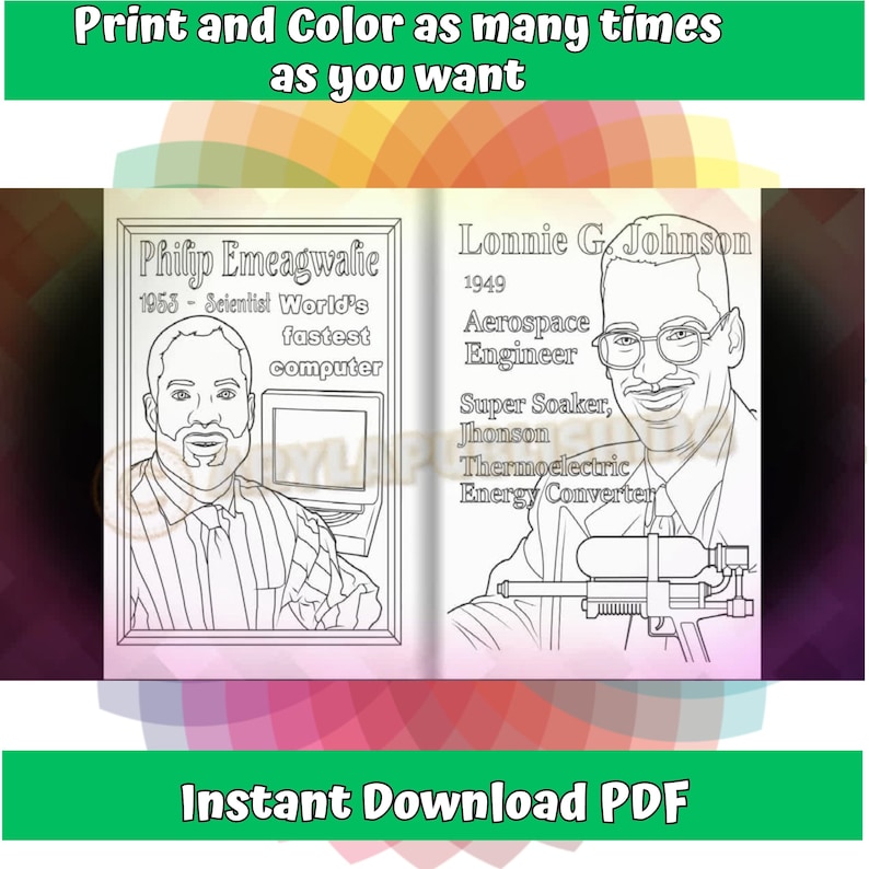 Black Inventors Coloring Book Printable Colouring Pages Adult Color ...