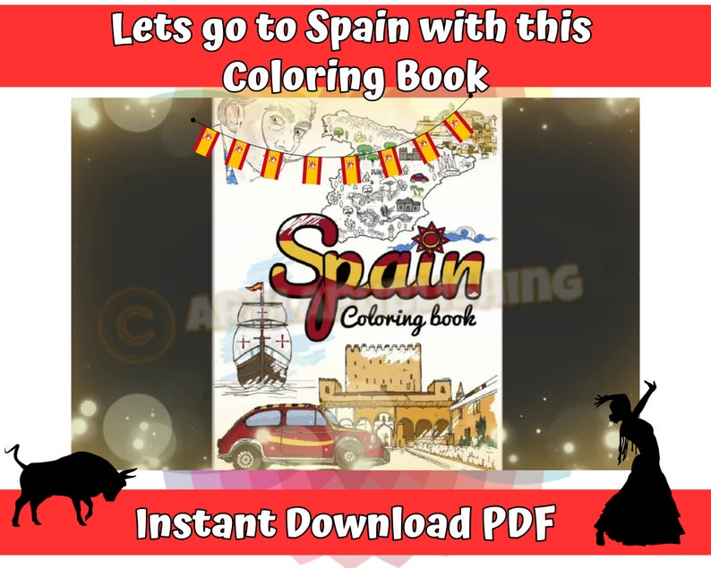 Spain Colouring Book Printable Coloring Page Adult Instant - Etsy