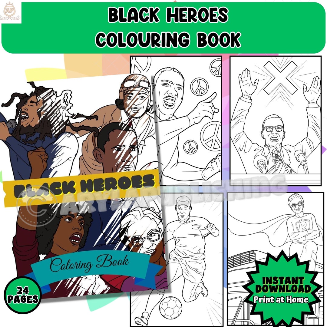 Black Heroes Coloring Book Printable Colouring Pages Adult Color Sheet ...