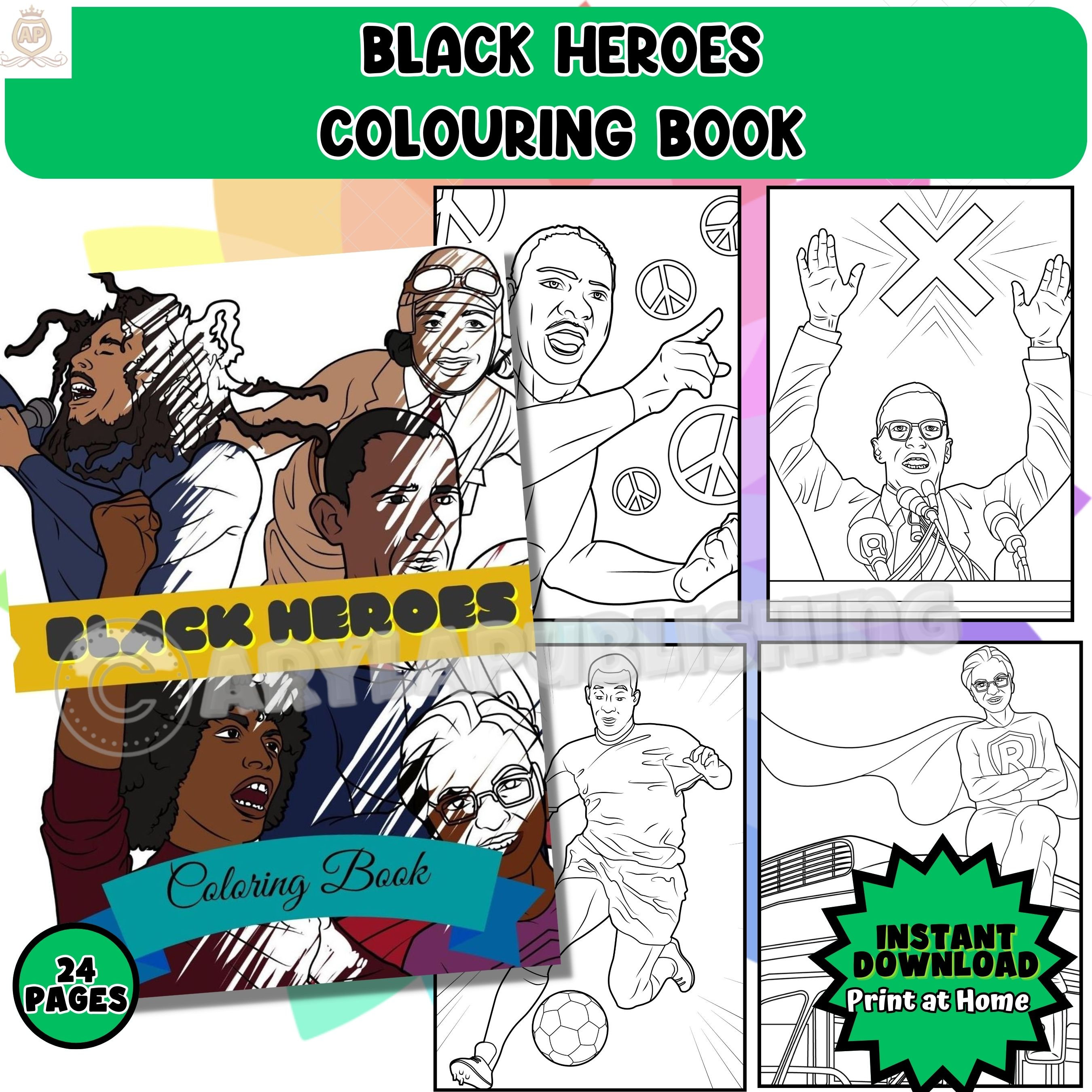 Black Heroes Coloring Book Printable Colouring Pages Adult Color Sheet ...