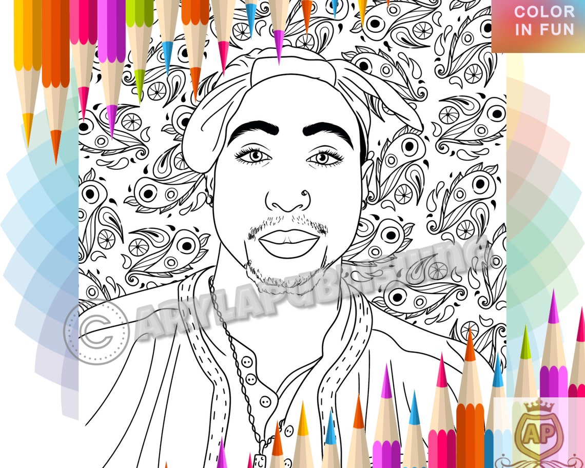 Black Rappers Coloring Page Printable Colouring Page Adult Color Sheet ...
