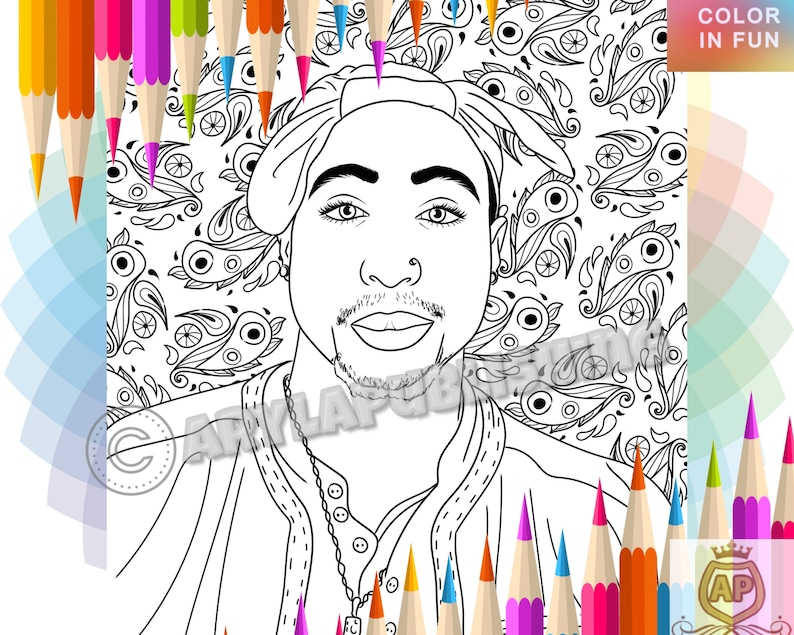 Black Rappers Coloring Page Printable Colouring Page Adult Color Sheet ...