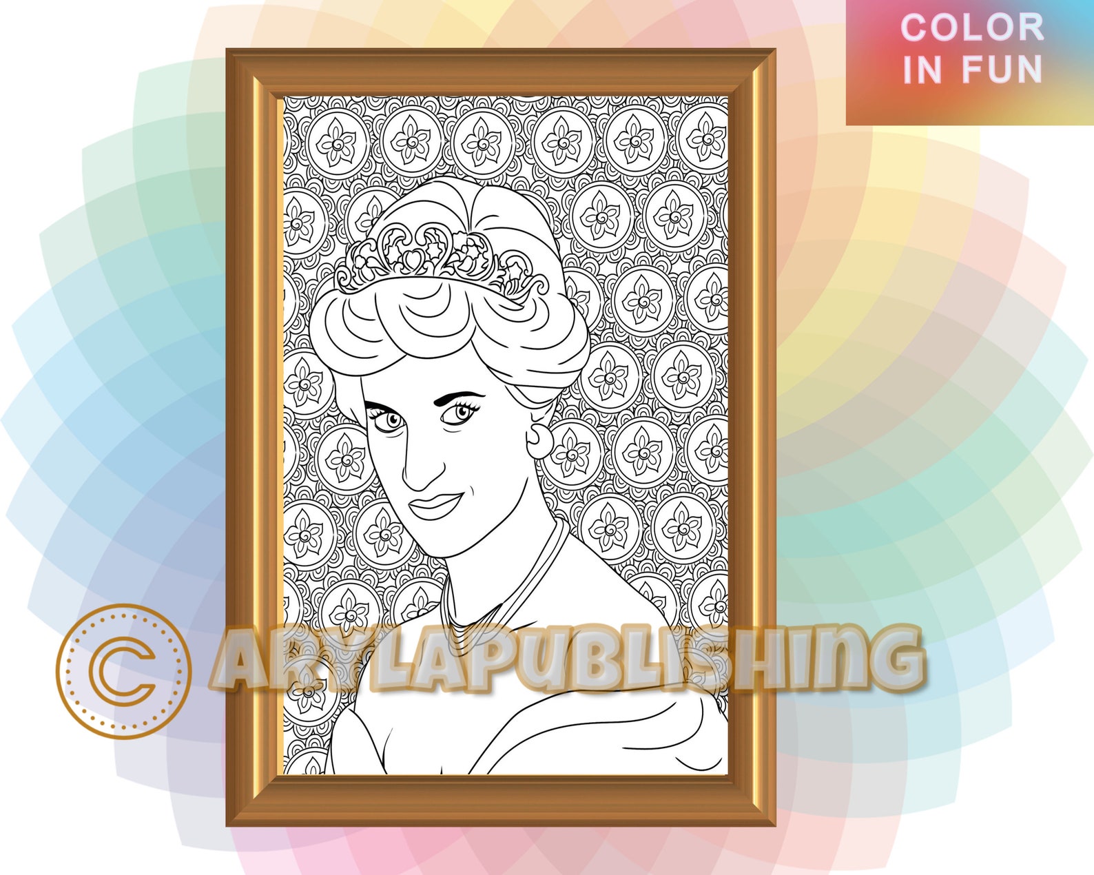 Princess Diana Coloring Page Printable Colouring Page Adult - Etsy