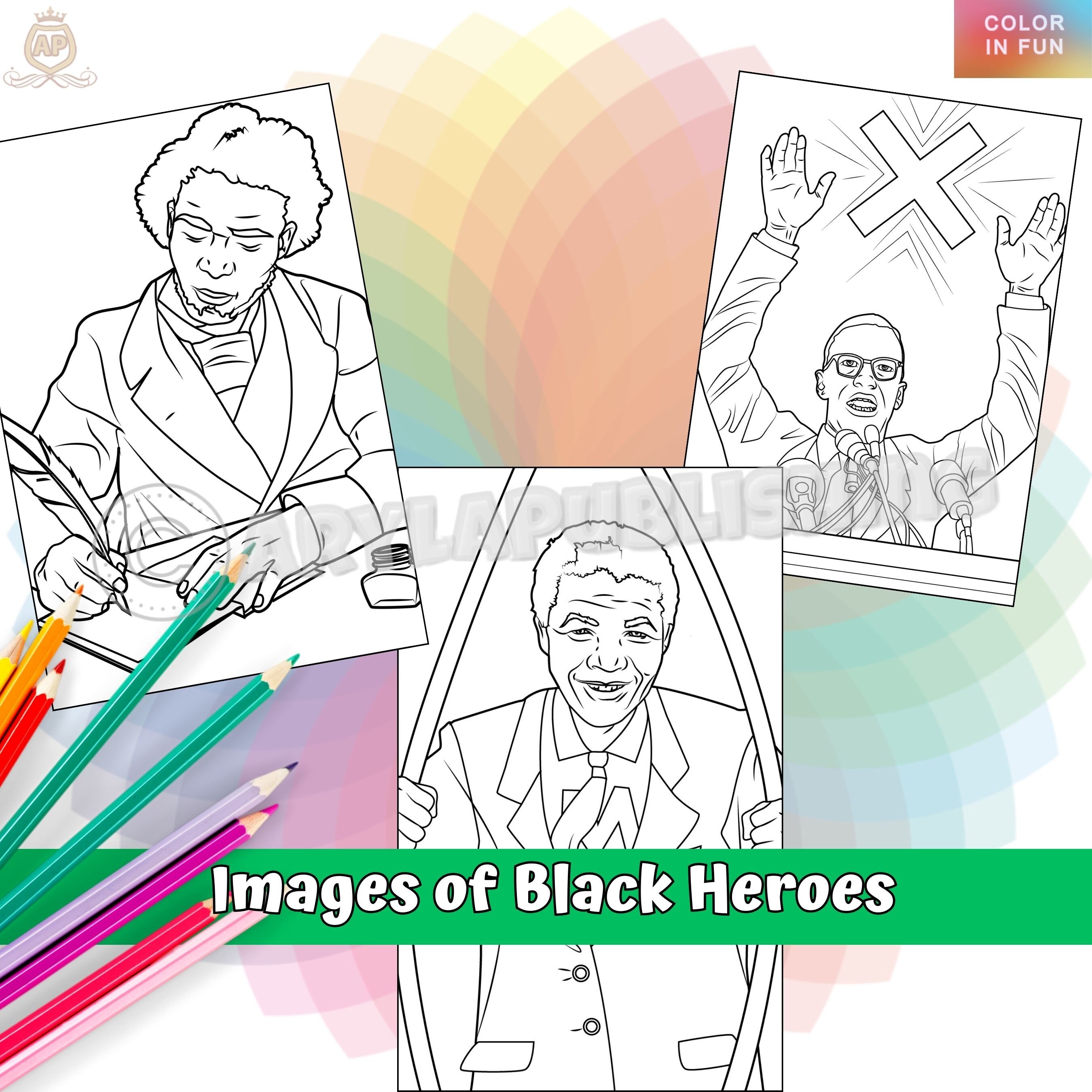 Black Heroes Coloring Book Printable Colouring Pages Adult Color Sheet ...