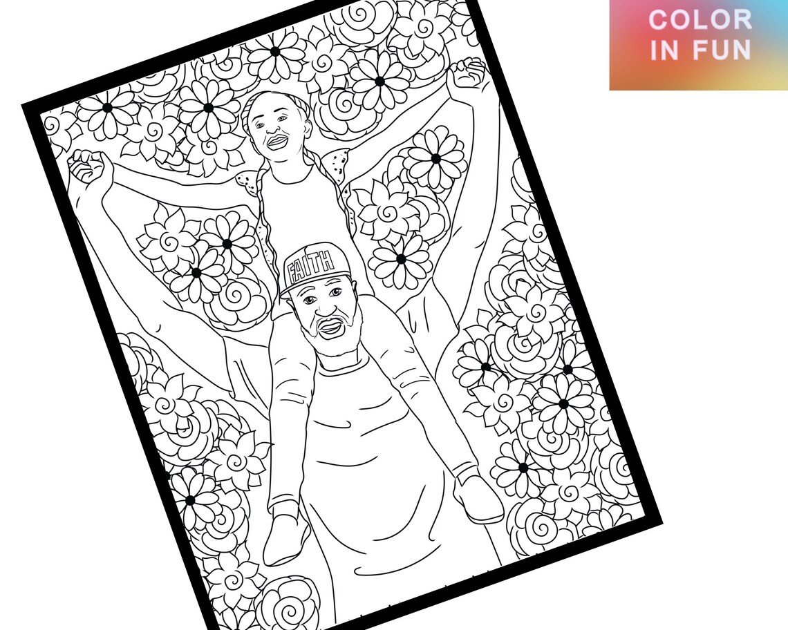 George Floyd and Daughter Coloring Page Printable Colouring Page Adult ...