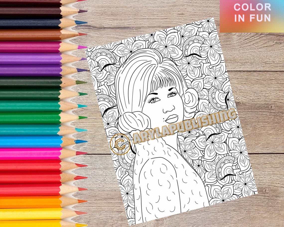 Aretha Franklin Coloring Page Printable Colouring Page Adult Color ...
